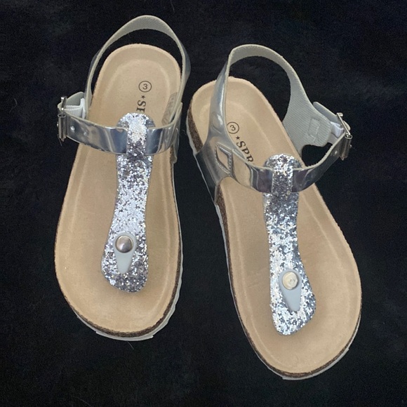 Shoes | Girl Sandals Silver Glitter | Poshmark